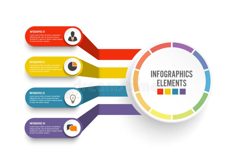 Vector Infographic Template with 3D Paper Label, Integrated Circles ...