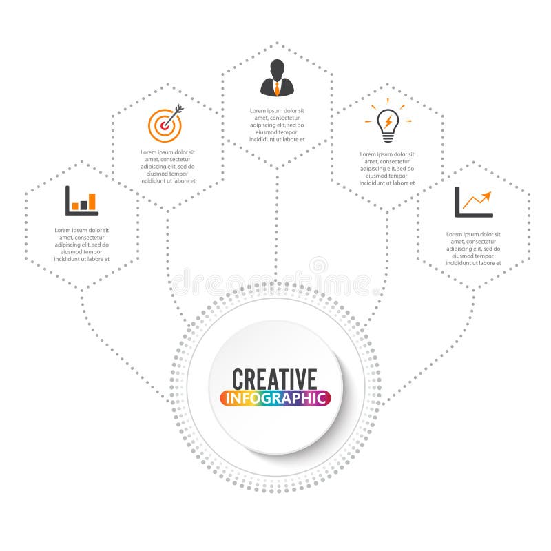 Vector Infographic Template with 3D Paper Label, Integrated Circles ...