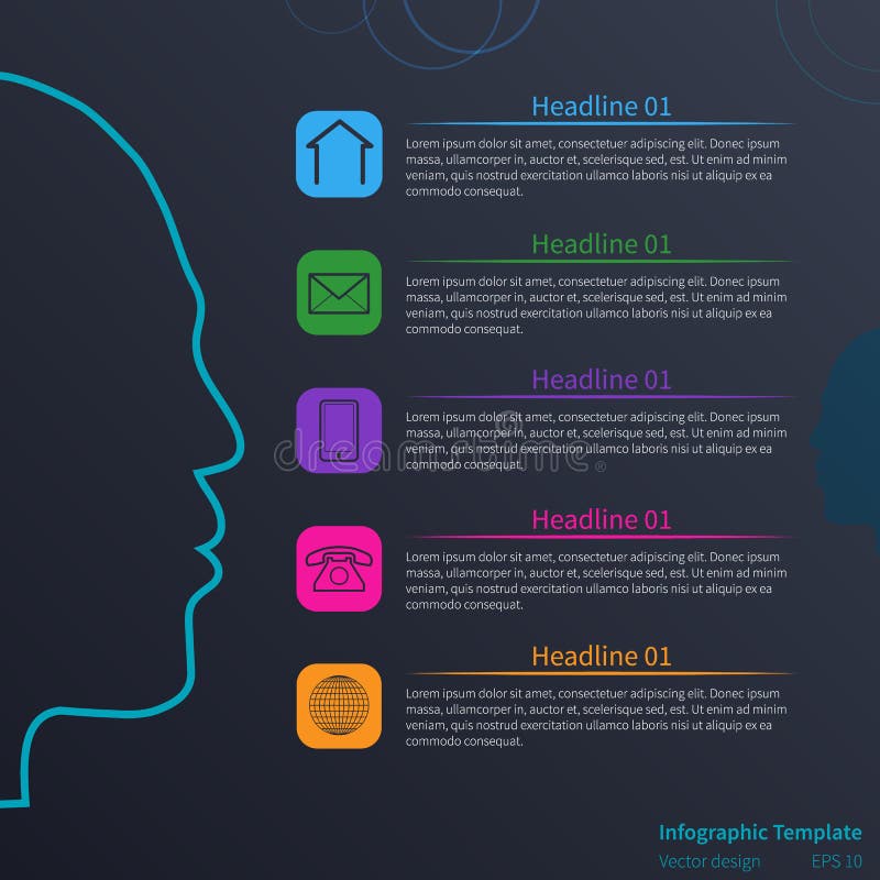 Vector Infographic Template with Face Stock Vector - Illustration of ...
