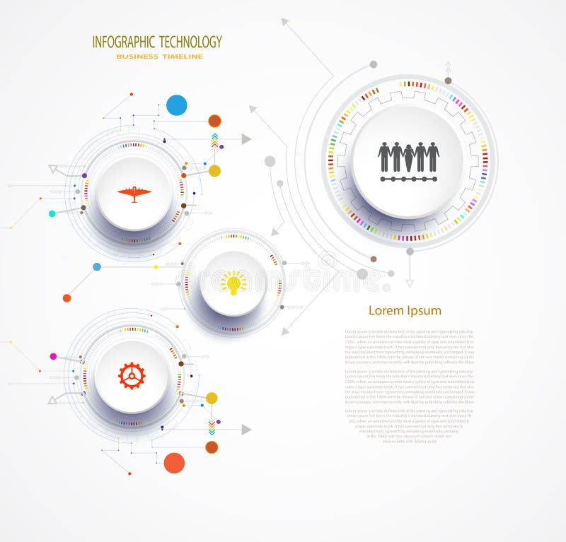 Vector Infographic Timeline Technology Template, Integrated Circles ...