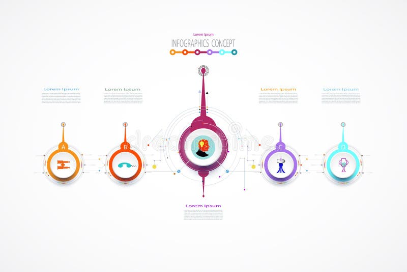 Infographic Timeline Technology Template Circuit with 3D and 5 S Stock ...