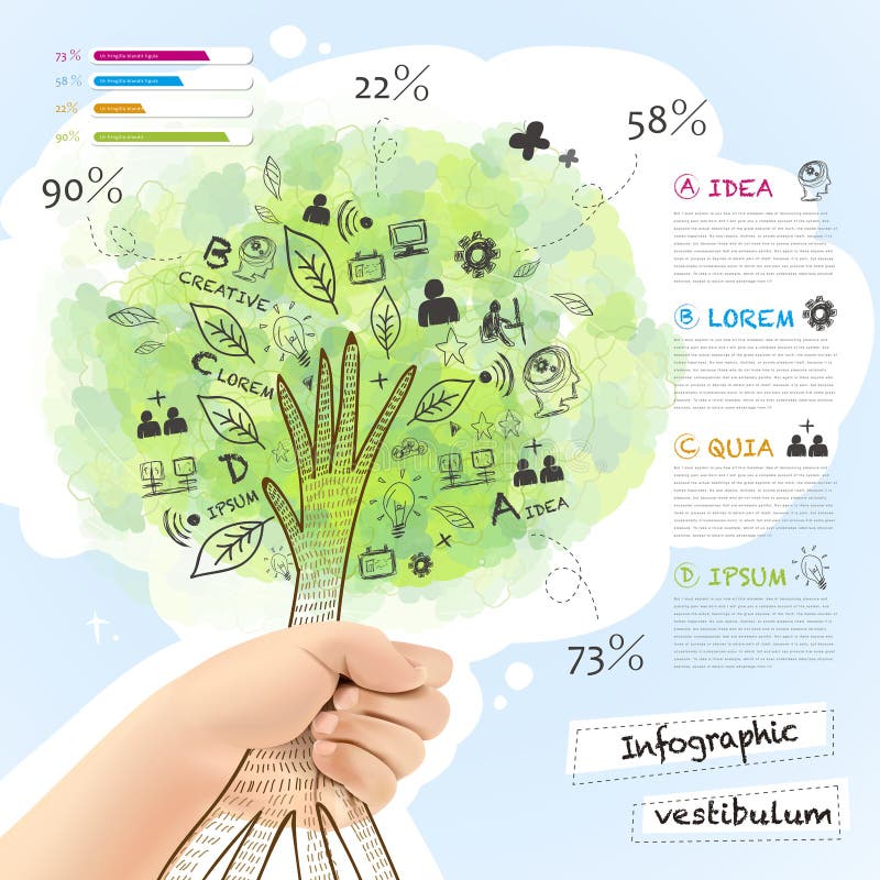 Landscape Design Infographic with Green Tree Plant Stock Vector ...