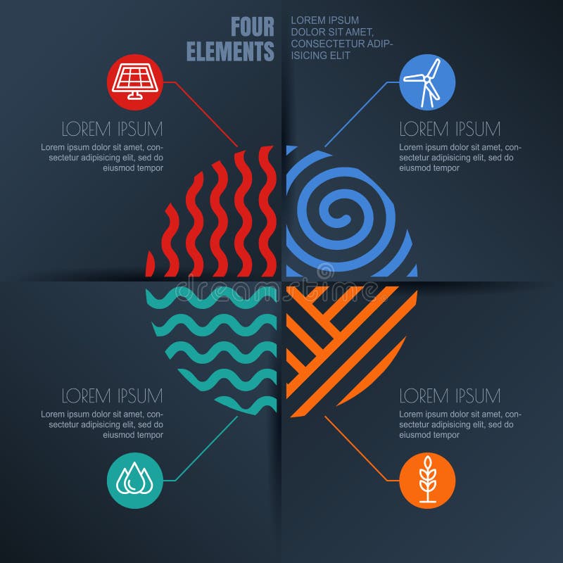 Vector Infographics Design. Four Elements Abstract Illustration and ...