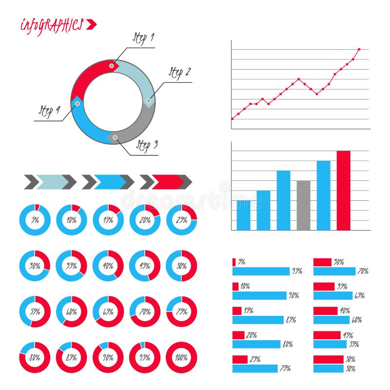 Percent Pie and Arrow Charts. Vector Percentage Infographics Stock ...
