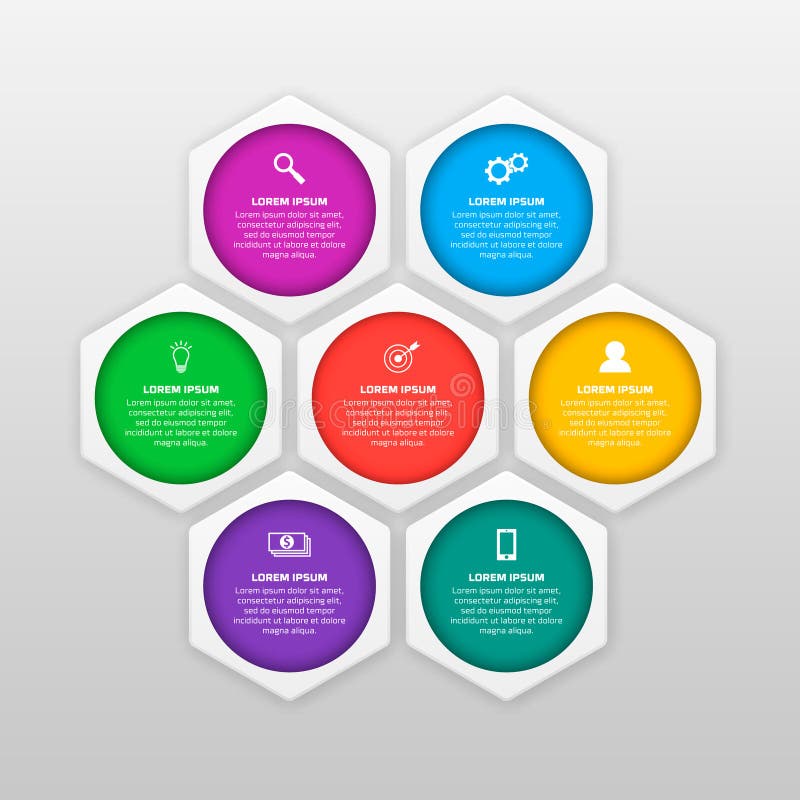 Vector Infographics Template with Six Options in Material Design Style ...
