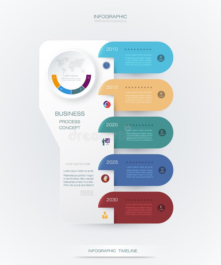 Vector Infographics Timeline Design Template with 3D Paper Label and ...
