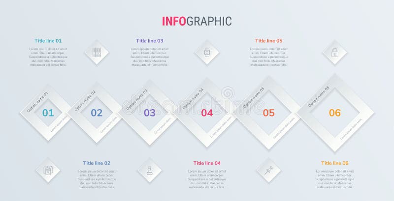 Vector Infographics Timeline Design Template with Square Elements ...