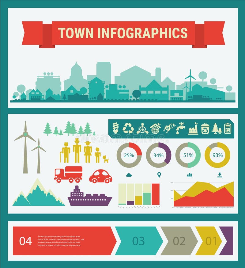 Eco town infographics stock vector. Illustration of green - 62309075