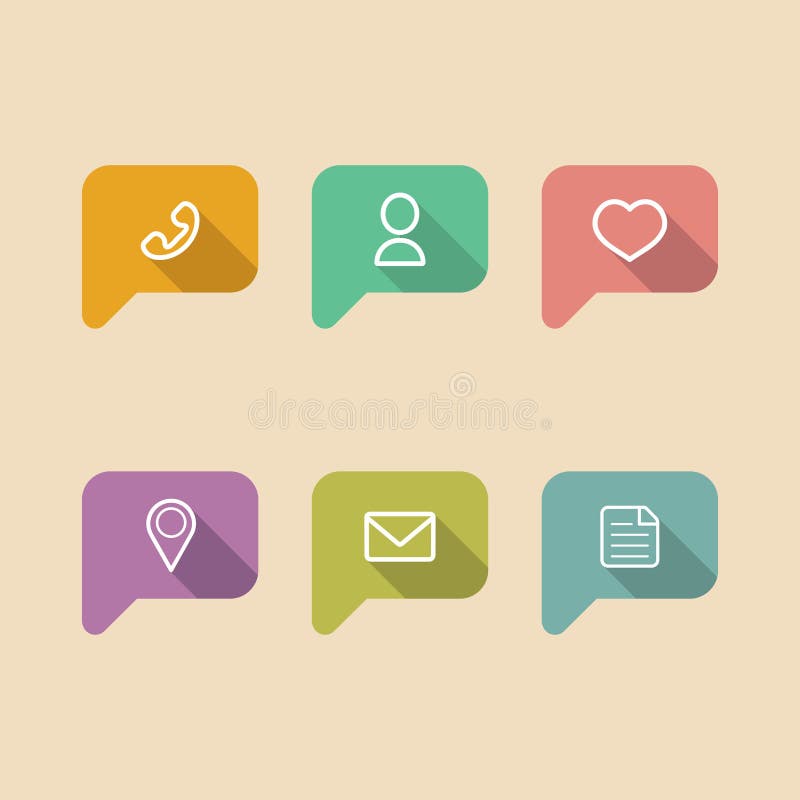 Vector Information and Notification Icons in Flat Style. Stock Vector ...