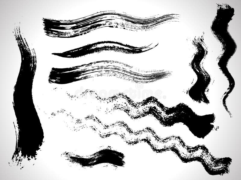 Set of Brush Strokes, Stains, Vector Stock Vector - Illustration of ...