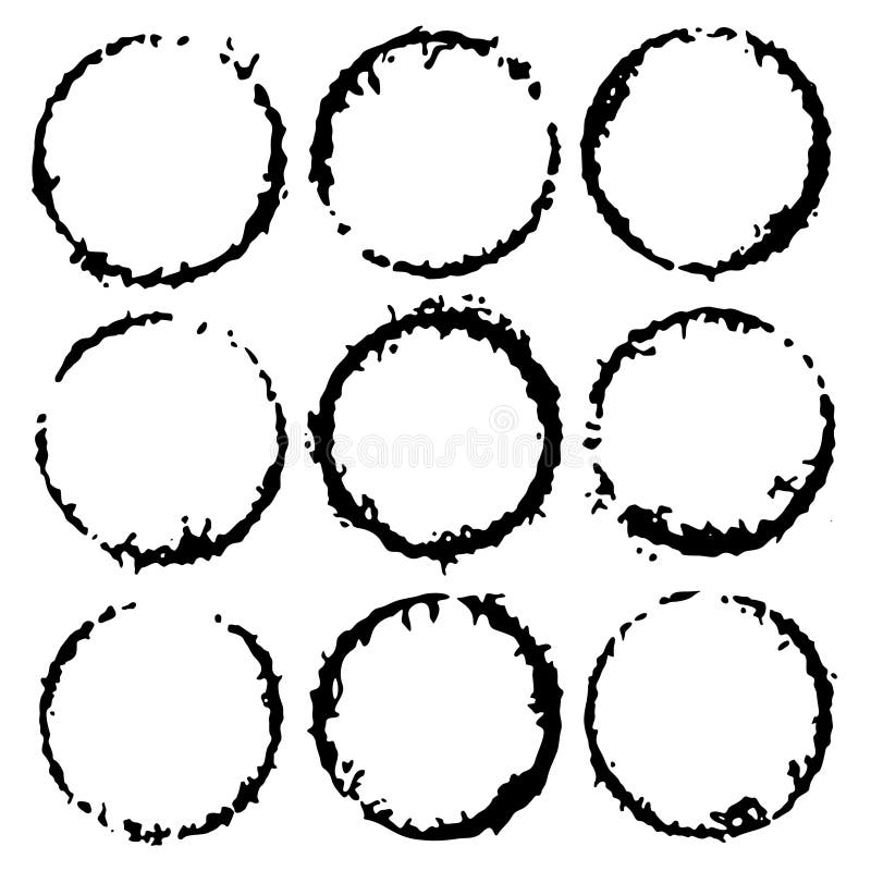 Vector Ink Round Frames. Circle Label for Image. Grunge Black Borders ...
