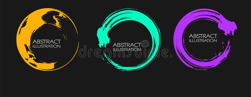 Vector Ink Shapes Set. Circle Elements Collection. Round Brush Stroke ...