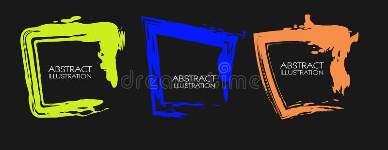 Vector Ink Shapes Set. Square Elements Collection. Rectangle Brush ...