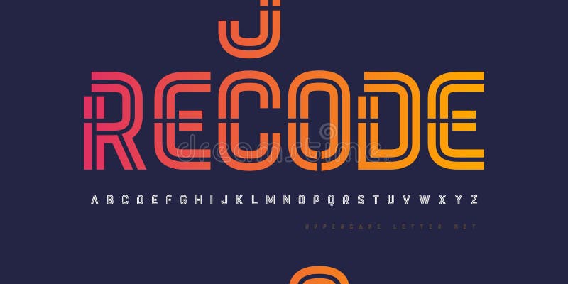 Vector Inline Stencil Uppercase Letter Set, Alphabet, Font, Typography ...