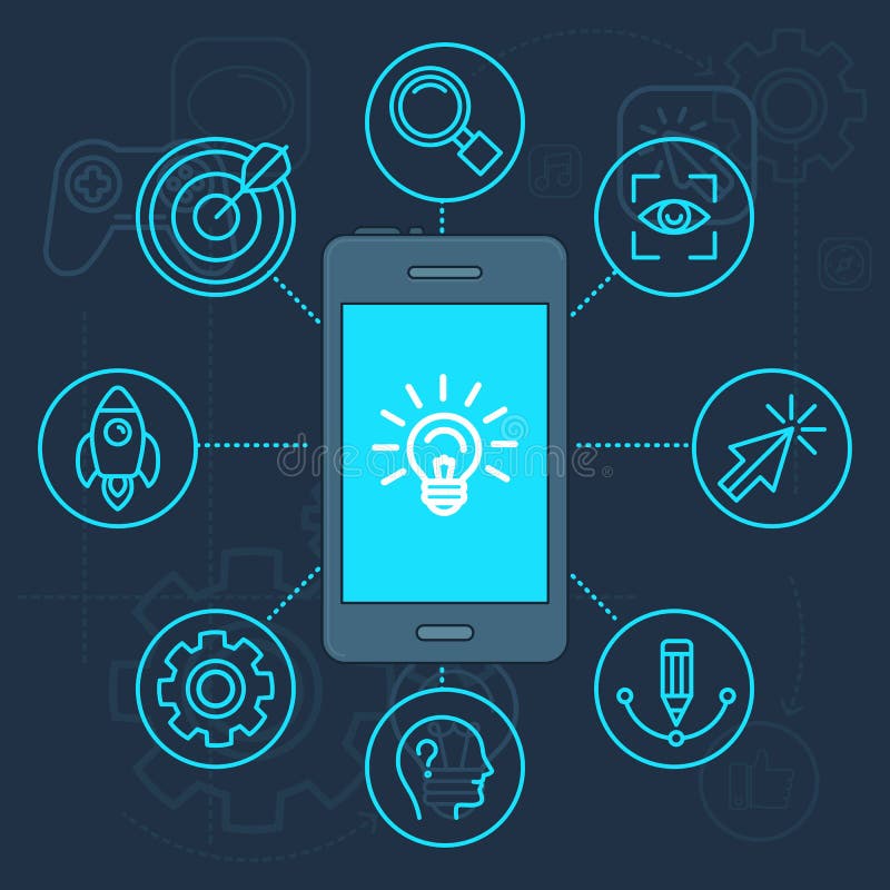 Vector Light Bulb and Brain Icon Stock Vector - Illustration of ...