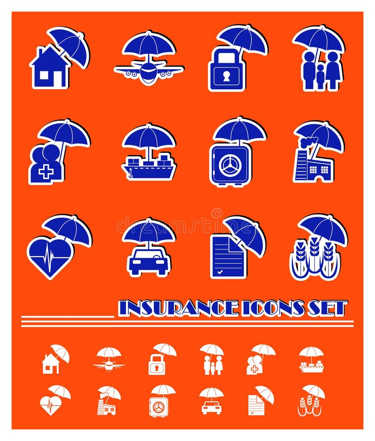 Vector insurance icons set stock vector. Illustration of design - 34988177
