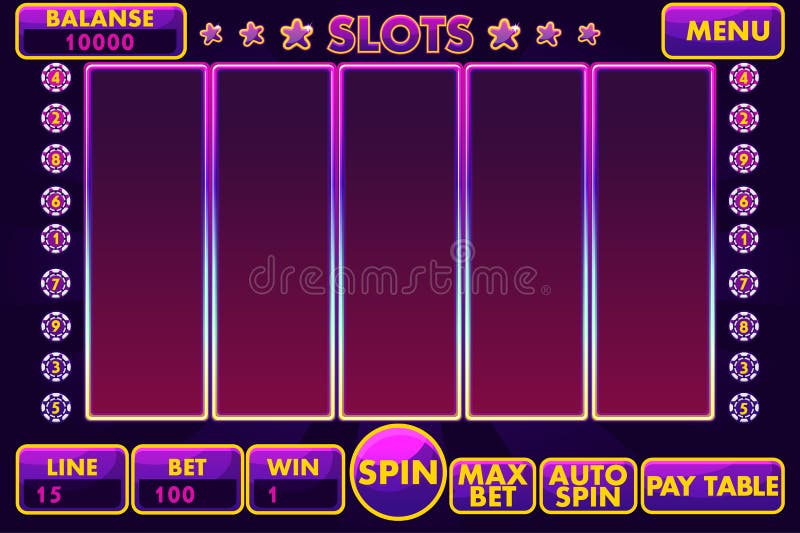 Vector Interface Slot Machine In Purple Colored. Complete Menu Of ...