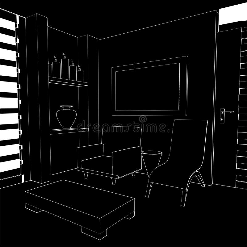 Vector Moderno 08 De Los Muebles De La Sala De Estar Ilustración del ...