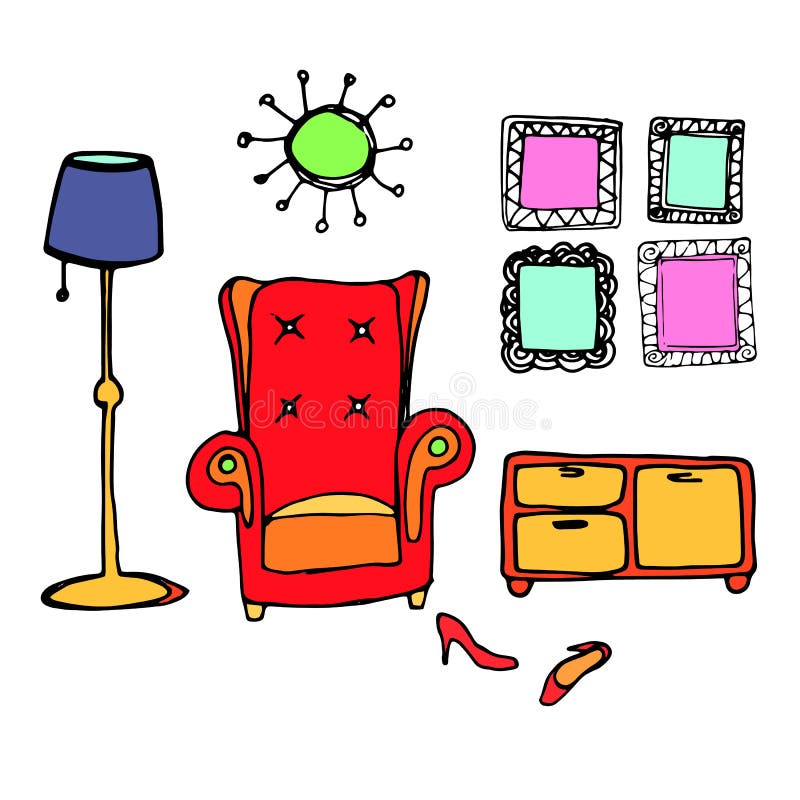 Vector Interior Home Furniture Design Illustration Modern Stock Vector ...