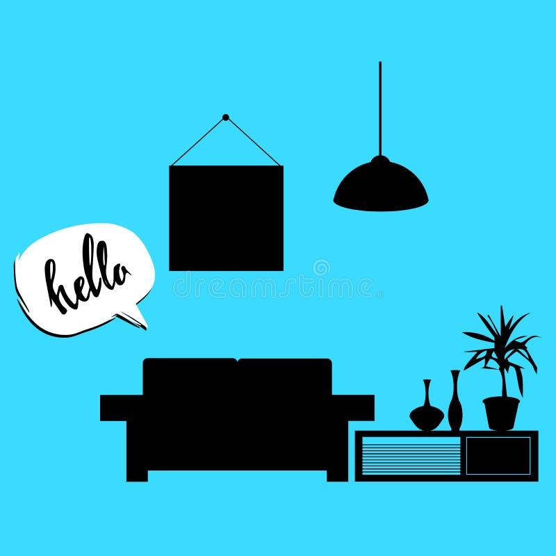 Vector Interior Home Furniture Design Illustration Modern Stock Vector ...