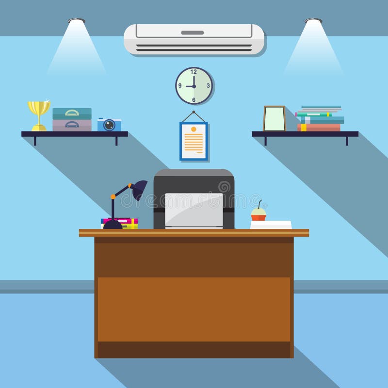 Vector Interior Office Room, Working Desk in Company Stock Vector ...