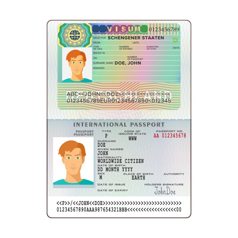 Vector International Open Passport with Germany Visa Stock Vector ...