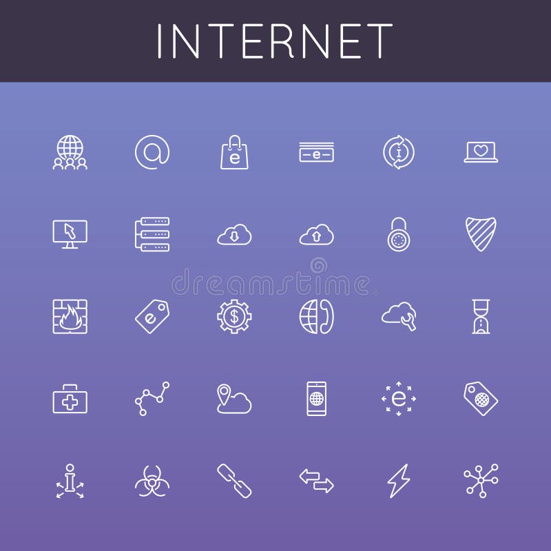 Vector Internet Line Icons stock vector. Illustration of antivirus ...