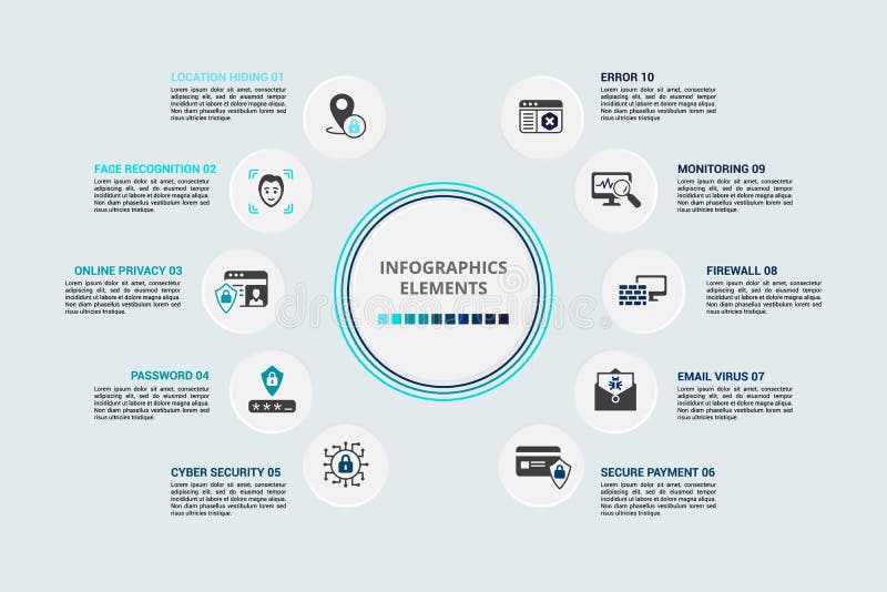Infographic Internet Security Template. Icons in Different Colors ...
