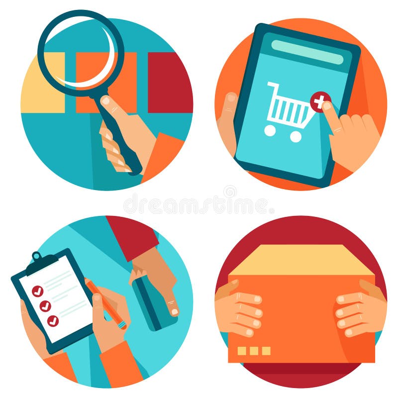 Vector Internet Shopping Icons in Flat Style Stock Vector ...
