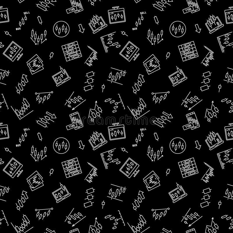 Vector Investing and Trading Outline Seamless Pattern with Candlestick ...