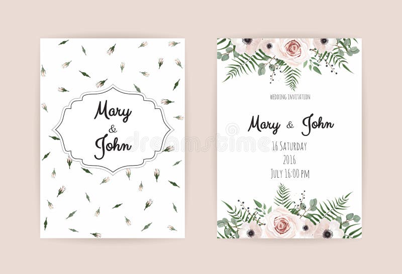 Vector Invitation with Handmade Floral Elements. Wedding Invitation ...