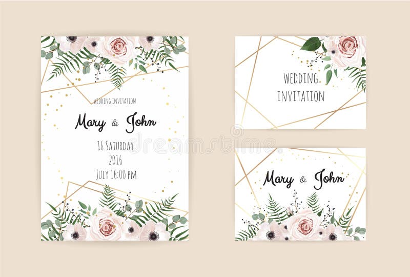 Vector Invitation with Handmade Floral Elements. Wedding Invitation ...
