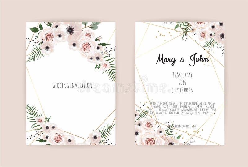 Vector Invitation with Handmade Floral Elements. Wedding Invitation ...