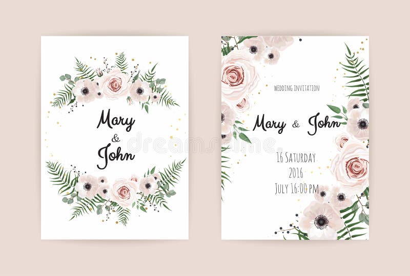 Vector Invitation with Handmade Floral Elements. Wedding Invitation ...