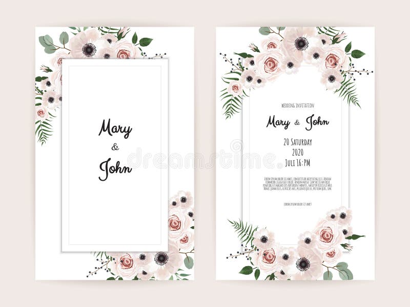 Vector Invitation with Handmade Floral Elements. Wedding Invitation ...