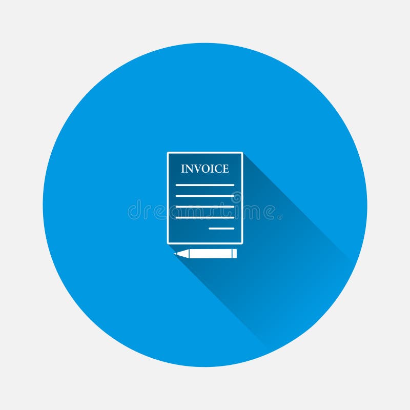Vector Invoice Icon. Accounting Document Icon on Blue Background. Flat ...