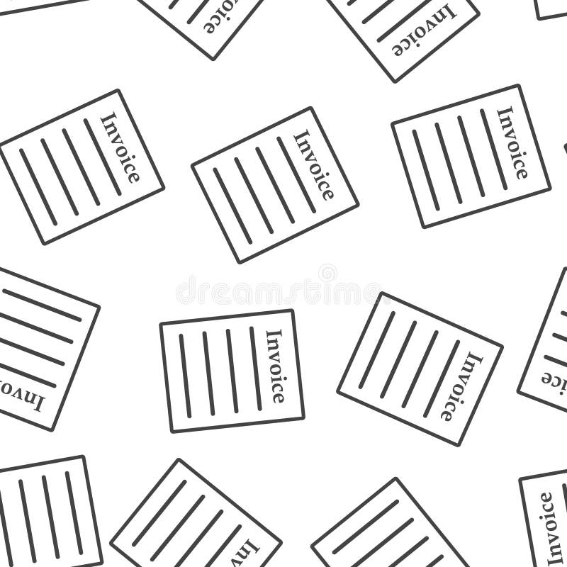 Vector Invoice Icon. Accounting Document Seamless Pattern on a White ...