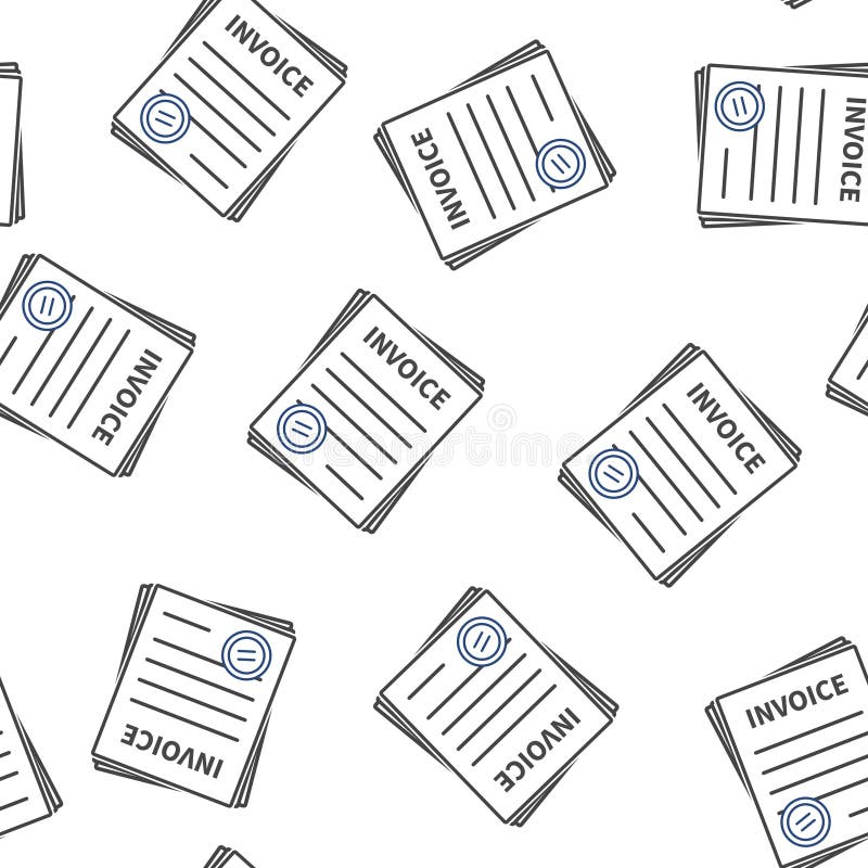 Vector Invoice Icon. Accounting Document Seamless Pattern on a White ...