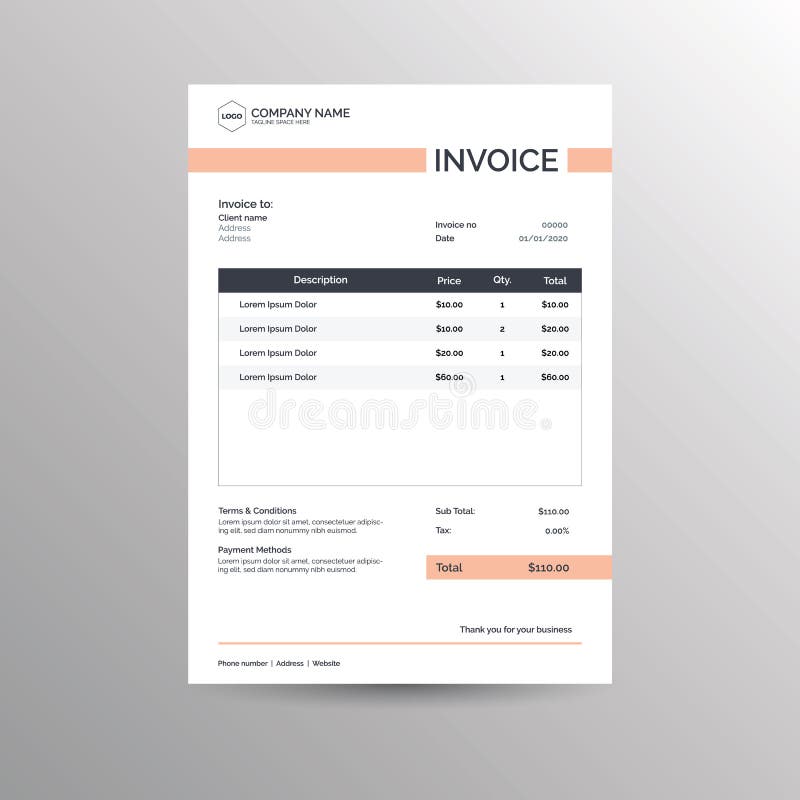 Vector Invoice Template stock vector. Illustration of invoice - 121352045