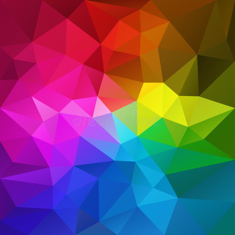 Vector Irregular Polygon Background with a Triangular Pattern in Vertical Rainbow Full Spectrum ...