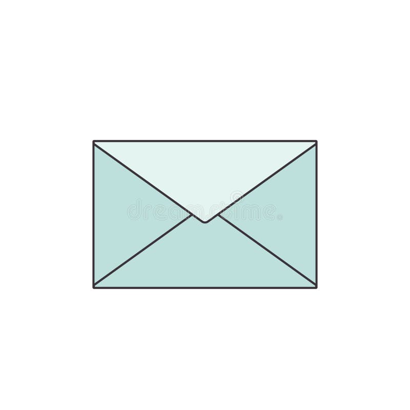 Vector Isolated Artwork Closed Light Blue Envelope with Black Outline ...