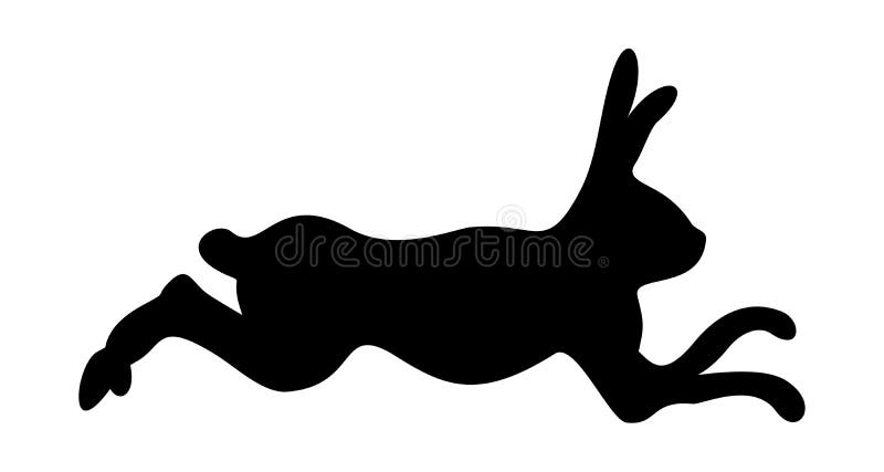 Vector Isolated Black Silhouette of Running Hare. Stock Illustration ...