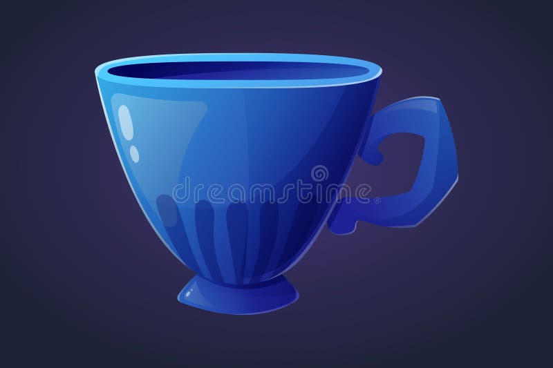 Vector Isolated Cartoon Ceramic Drink Blue Tea Cup. Stock Vector ...
