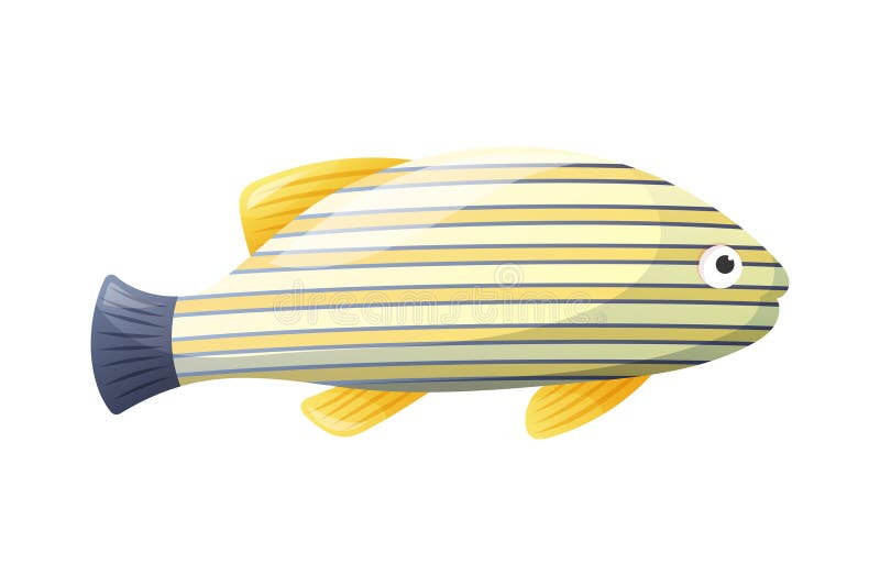 Vector Isolated Cartoon Striped Sea Yellow Fish Stock Vector ...