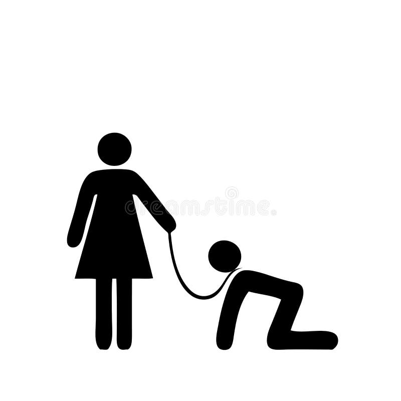 Silhouette of Woman Holding Man on a Leash Stock Vector - Illustration ...