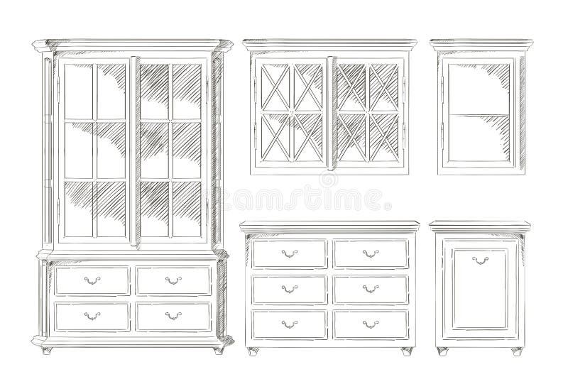 Hand drawn furniture stock vector. Illustration of interior - 77476142
