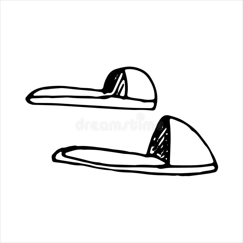 Slippers coloring page stock illustration. Illustration of draw - 50480573