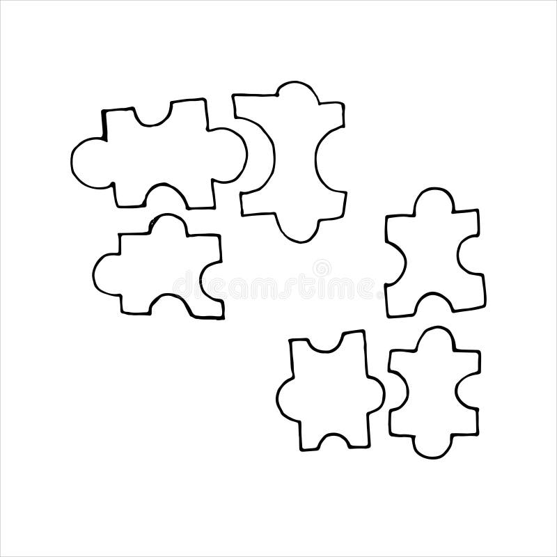 Vector Isolated Doodle Element, Puzzle Pieces, Logic, Coloring Book ...