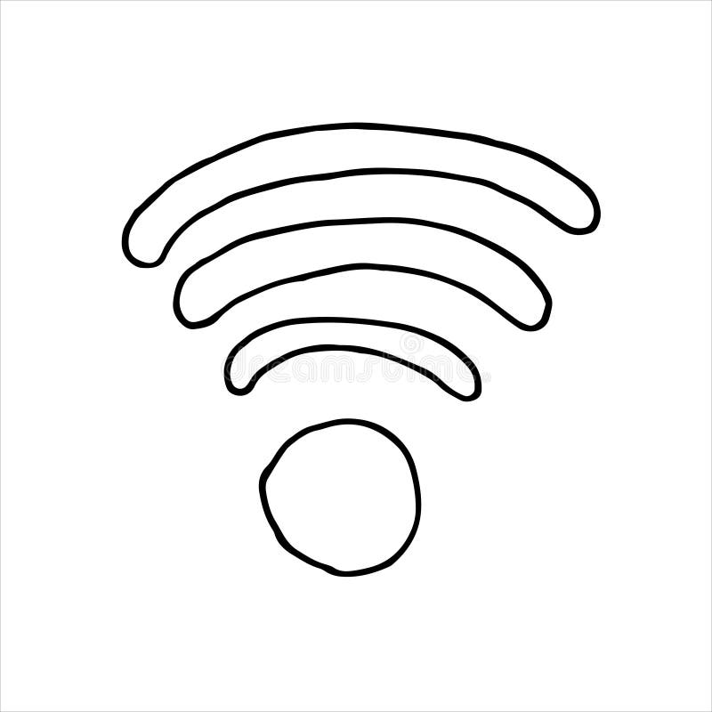 Vector Isolated Doodle Element, Wi-fi Icon, Internet, Coloring Book ...