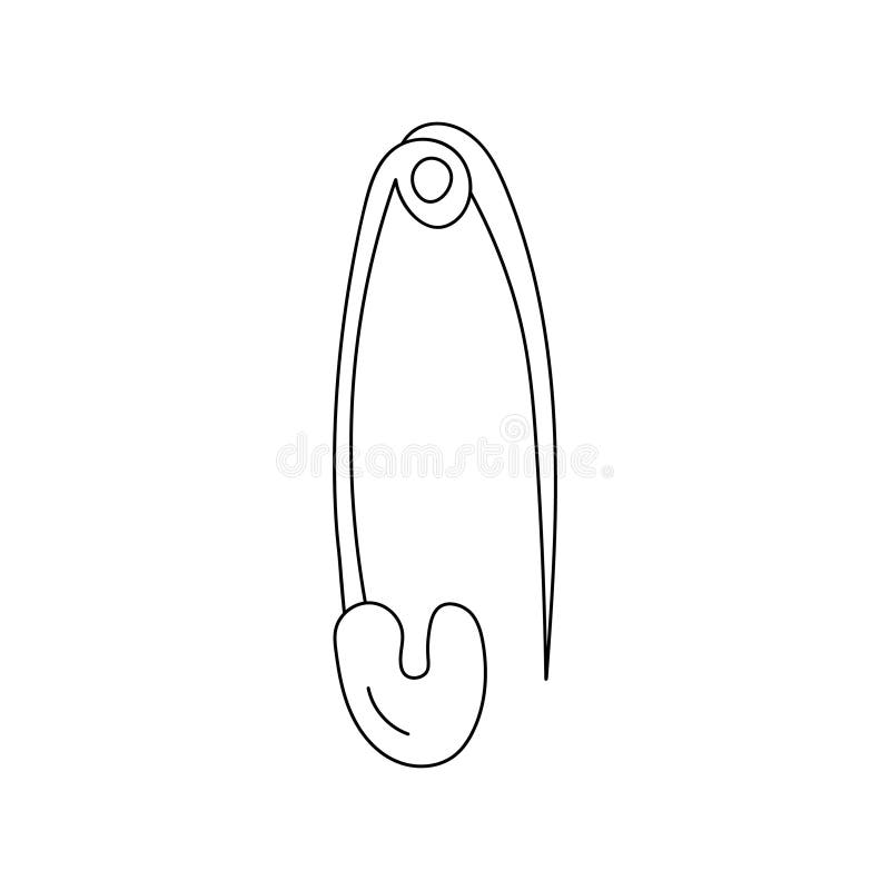 Vector Isolated Doodle One Small Simple Open Safety Pin Easy Drawing ...